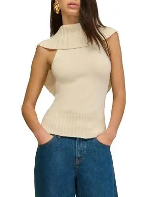 Cult Gaia Chen Cowl Neck Wool Blend Top - Off White