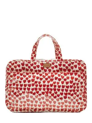 FRANCES VALENTINE Hanging Toiletry Bag Oyster/red