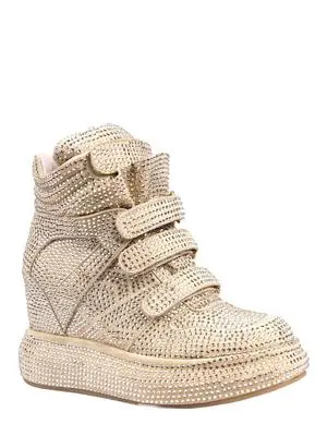 ZIGI Crystal-embellished Wedge Bootie - Gold Suede