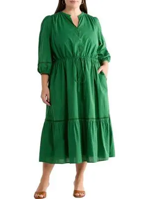 SUGARLIPS Long Sleeve Maxi Dress - Emerald