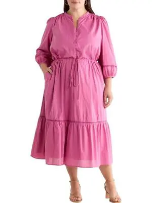 SUGARLIPS Long Sleeve Maxi Dress - Magenta