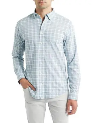 Johnnie-o Gatlin Check Performance Button-up Shirt - Light Gray
