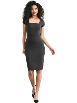 Betabrand Classic Contour Ponte Sheath Dress - Charcoal