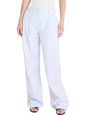 TWP Sulli Ticking Stripe Cotton Pants - White/midnight