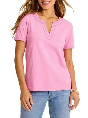 Tommy Bahama Scallop Trim Organic Cotton Top - Lilac Chiffon