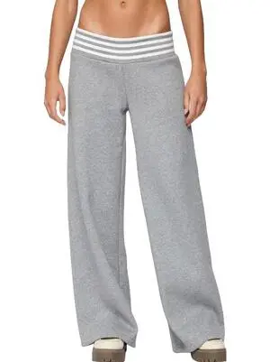 EDIKTED Eloura Stripe Waist Low Rise Sweatpants - Gray-melange