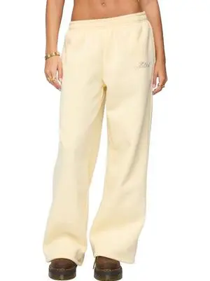 EDIKTED Club Wide Leg Sweatpants - Yellow