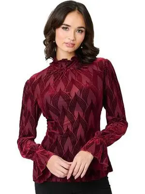 Unique Vintage Donna Blouse - Burgundy Lace