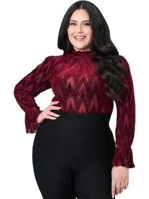 Unique Vintage Donna Blouse - Burgundy Lace