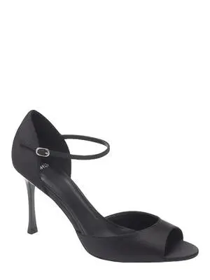 Mango Satin Stiletto Sandal - Black