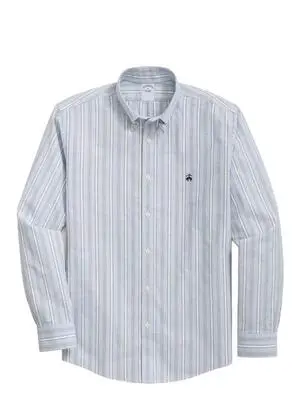 Brooks Brothers Stripe Regular Fit Stretch Button Down Shirt - Hydrangea Outline Stpripe