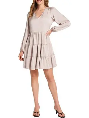 Matty M. Provence Long Sleeve Tiered Dress - Sand