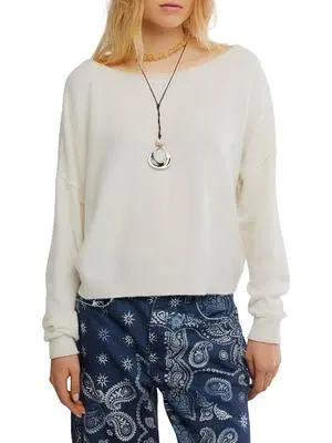 Free People Bateau Neck Sweater - White Combo