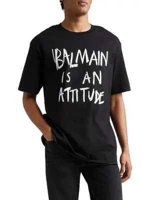 Balmain Attitude Graphic T-shirt - Eab Blk/white