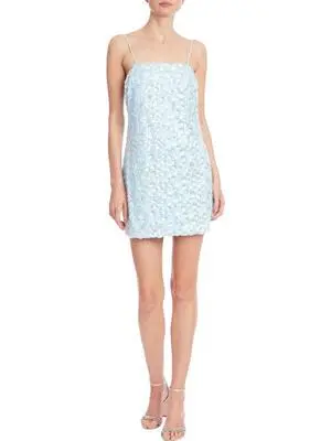 Badgley Mischka Paillette Mini Cocktail Dress - Light Blue