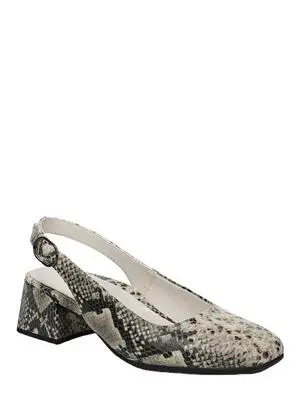 Vionic Reyes Block Heel Slingback Pump Cream Snake
