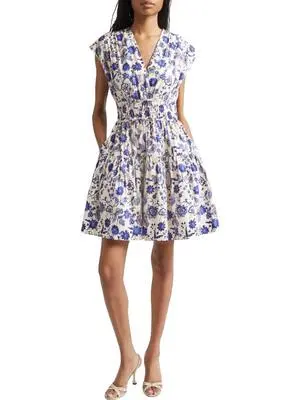 DEREK LAM 10 CROSBY Tora Floral Poplin Fit & Flare Dress