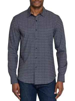 W.R.K Basic Slim Fit & Grey Plaid Performance Button-up Shirt - Black