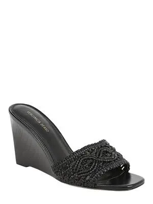 Veronica Beard Macramé Wedge Slide Sandal Black
