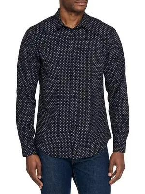 W.R.K Basic Slim Fit Micropaisley Performance Button-up Shirt - Black