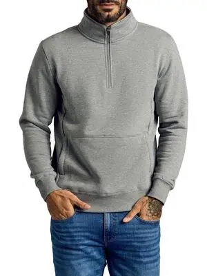 True Classic Fleece Quarter Zip Sweatshirt - Medium Heather Gray