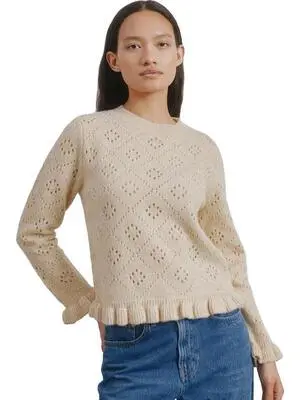ALBARAY Pointelle Ruffle Sweater - Cream