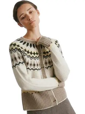 ALBARAY Fair Isle Yoke Cardigan