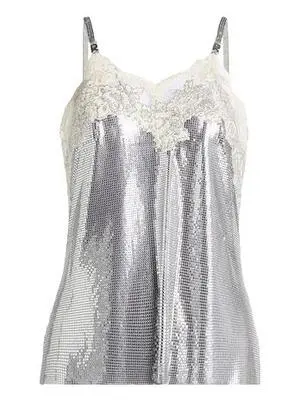 Rabanne Chainmail Top With Lace Trims - Silver
