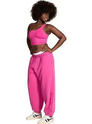 Pink Luxe Fleece Baggy Sweatpants - Pink