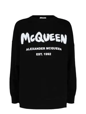 Alexander McQueen Graffiti Logo Sweatshirt - Black White
