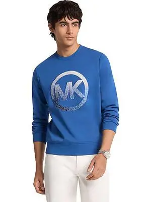 Michael Kors Cotton Blend Sweater With Logo Blue