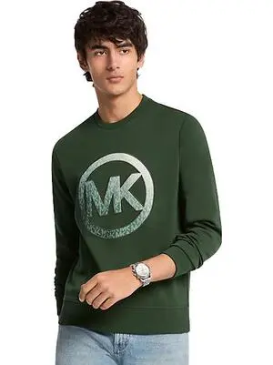 Michael Kors Cotton Blend Sweater With Logo Green