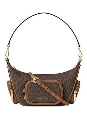 Michael Kors Merritt Small Signature Logo Convertible Shoulder Bag - Brown