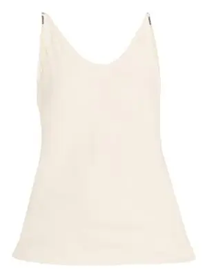 Brunello Cucinelli Silk Cowl-Backless Camisole Top Natural
