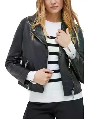 Guess Leather Zip Jacket - Black