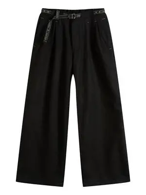 AND WANDER Rewool Tweed Wide Trousers - Black