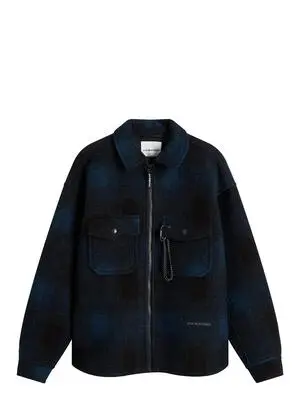 AND WANDER Shaggy Wool Zip Jacket - Navy