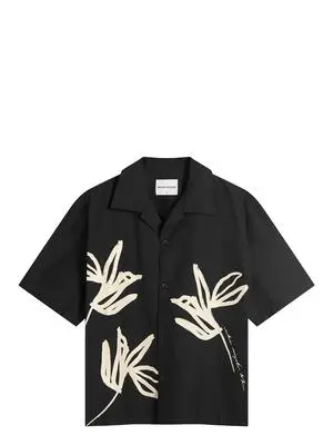 MKI MIYUKI ZOKU Washed Ink Flower Vacation Shirt Presented By - Black