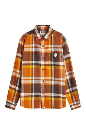 A BATHING APE Checked Overshirt - Orange