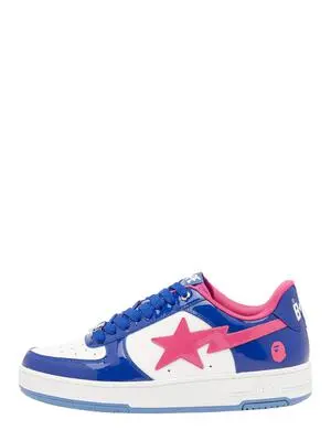 A BATHING APE Patent Leather Sta Sneaker - Blue/white/pink