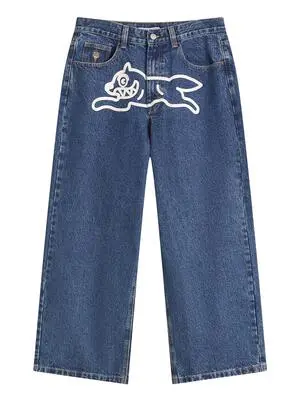 ICECREAM Running Dog Triple Scoop Wide Denim Jeans Mid Wash Blue