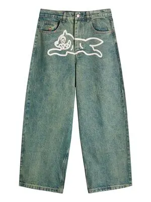 ICECREAM Running Dog Triple Scoop Wide Denim Jeans - Vintage Wash Blue