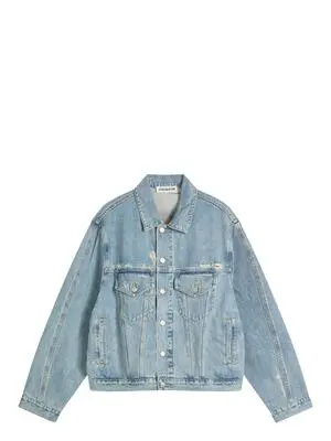 COLE BUXTON Washed Denim Trucker Jacket - Blue