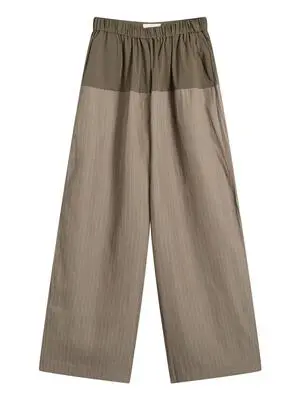 ST. AGNI Relaxed Splice Pants - Khaki Pinstripe