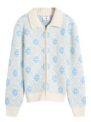 Casablanca Monogram Mohair Zip-up - Blue