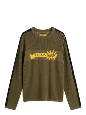 BRAIN DEAD Long Sleeve Mesh Jumper - Green