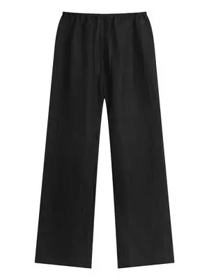 DEIJI STUDIOS Double Waist Linen Pants - Black