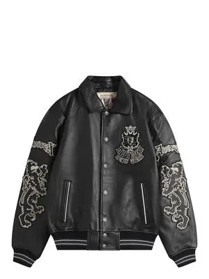 AVIREX Goth Varsity Leather Jacket - Black