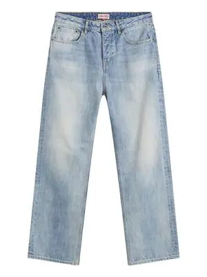 DUBBLEWARE Straight Leg Selvedge Denim Jeans - Stone Wash