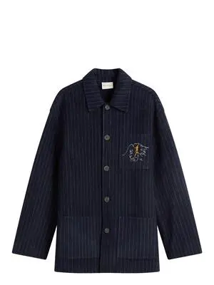 Drole De Monsieur Pinstriped Jacket - Dark Navy